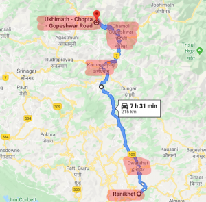 Ranikhet To Chopta - How To Reach Chopta From Ranikhet By Road Route